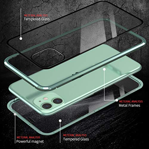 Guppy for iPhone 11 Magnetic Case, Case with Built in Privacy Screen Protector Anti Spy Tempered Glass Slim Metal Aluminum Shockproof Cover Hard Drop Proof Protective Wireless Charging Support