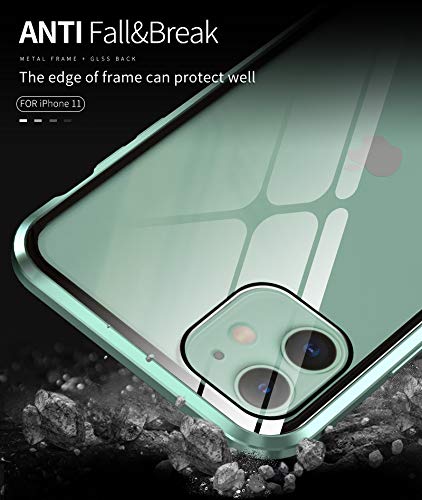 Guppy for iPhone 11 Magnetic Case, Case with Built in Privacy Screen Protector Anti Spy Tempered Glass Slim Metal Aluminum Shockproof Cover Hard Drop Proof Protective Wireless Charging Support