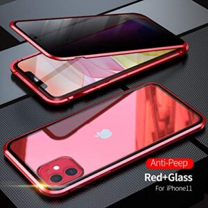 Guppy for iPhone 11 Magnetic Case, Case with Built in Privacy Screen Protector Anti Spy Tempered Glass Slim Metal Aluminum Shockproof Cover Hard Drop Proof Protective Wireless Charging Support