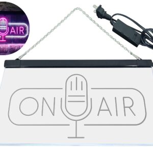 ADVPRO On Air Speaker Studio Dual Color LED Neon Sign White & Purple 12" x 8.5" st6s32-i3568-wp