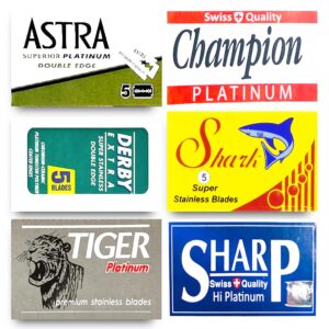 Astra-Derby-Shark-Tiger-Sharp Double Edge Razor Blades Sampler, 30 Blades