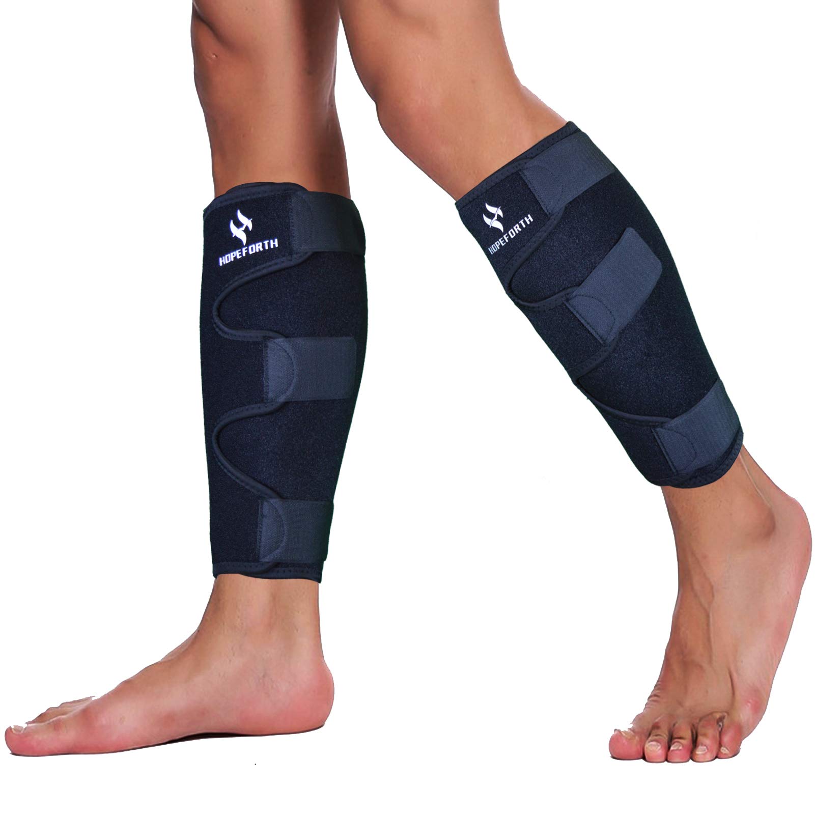 HOPEFORTH Calf Support Brace 2 Pack Adjustable Shin Splint Compression Calf Wrap