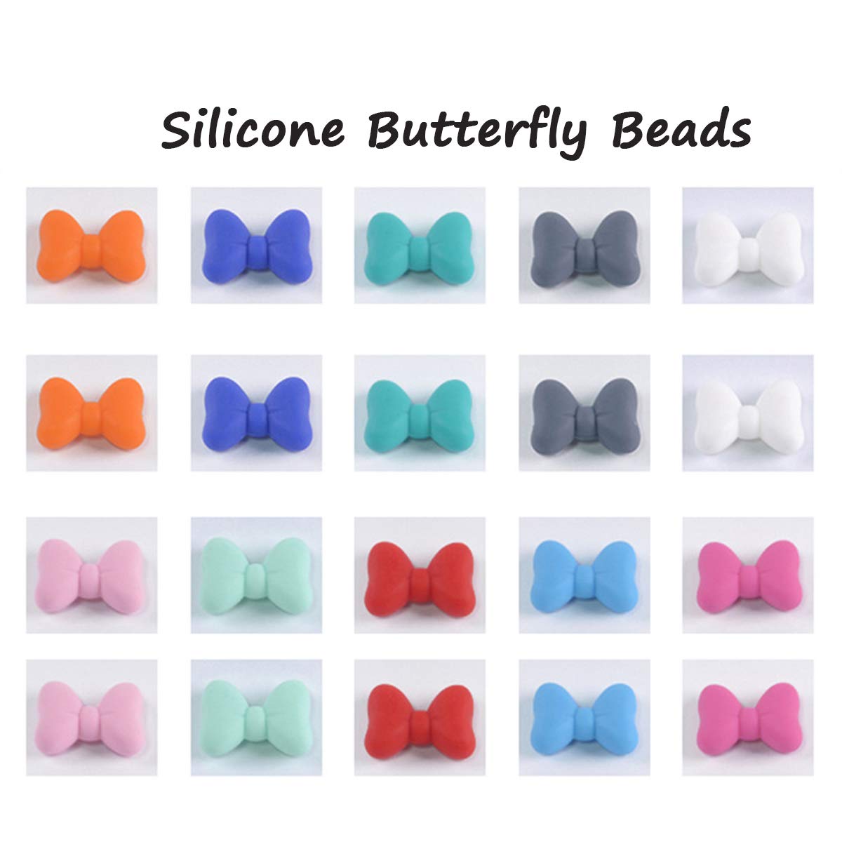 10pcs Silicone Bow Tie Bead Silicone Animal Butterfly Beads for DIY Beading Mom Necklace Pendant Accessories (10pcs)