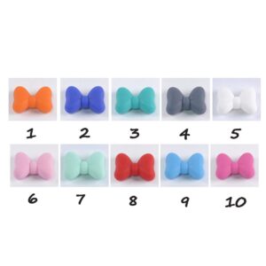 10pcs Silicone Bow Tie Bead Silicone Animal Butterfly Beads for DIY Beading Mom Necklace Pendant Accessories (10pcs)