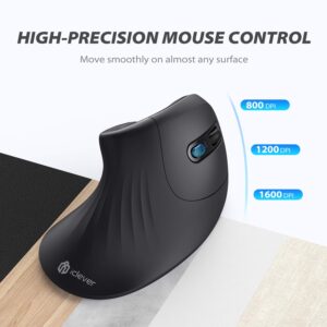 iClever Ergonomic Wireless Vertical Mouse 6 Buttons with Adjustable DPI Comfortable 2.4G Optical for Mac, PC, Desktop, Laptop