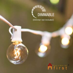 Afirst Outdoor String Lights 50FT with 53 Globe Bulbs Patio String Lights Weatherproof Outdoor Hanging Lights for Garden/Backyard Party/Wedding-White Cord