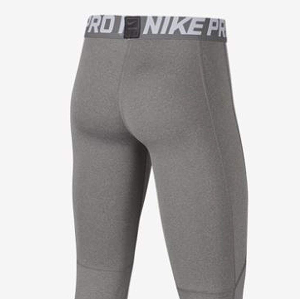 Nike Kids Boy's Pro Tights (Little Kids/Big Kids) Carbon Heather/White MD (10-12 Big Kids)