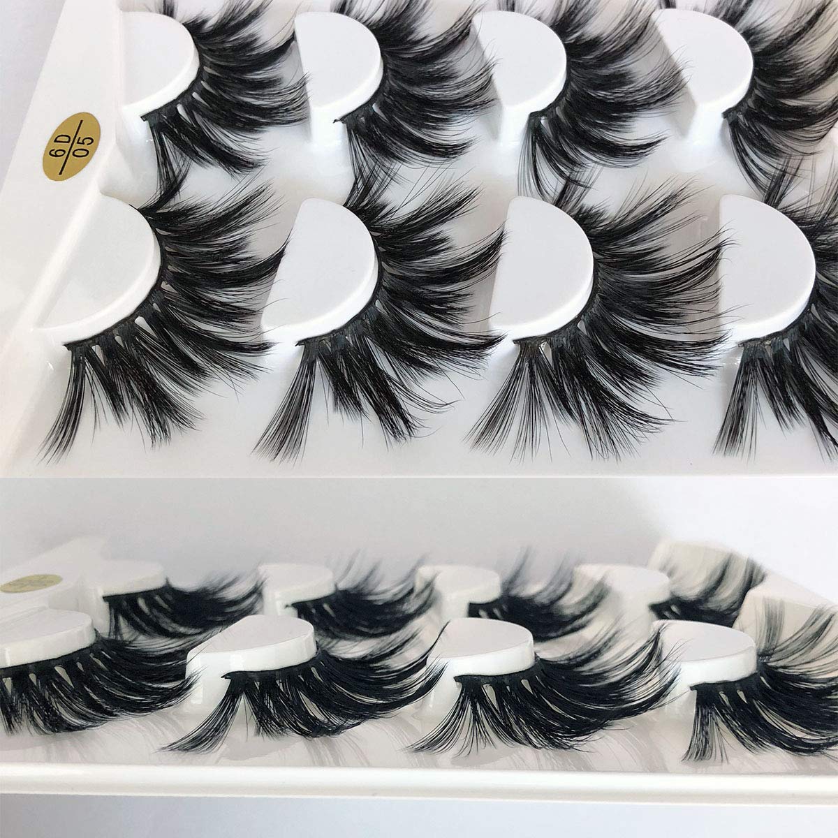 MIKIWI 25mm Lashes, Dramatic 6D Faux Mink Lashes, Fluffy Volume Eyelashes, Thick Crossed Lashes, Long Faux 25mm Mink Lashes (6D4-05)