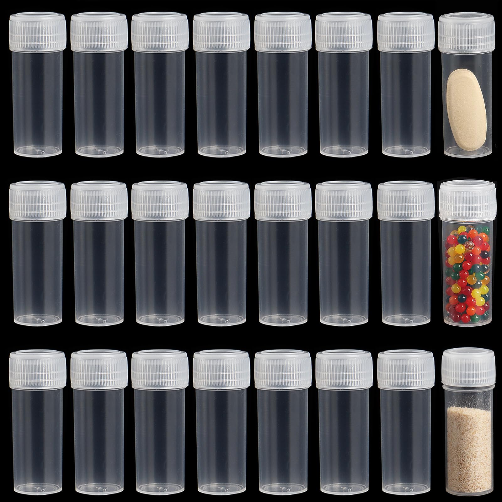 SBYURE 120 Pieces 5 ML Plastic Sample Bottles Vial Storage Mini Clear Storage Case with Lid Vial Storage Container Test Tube for Small Items