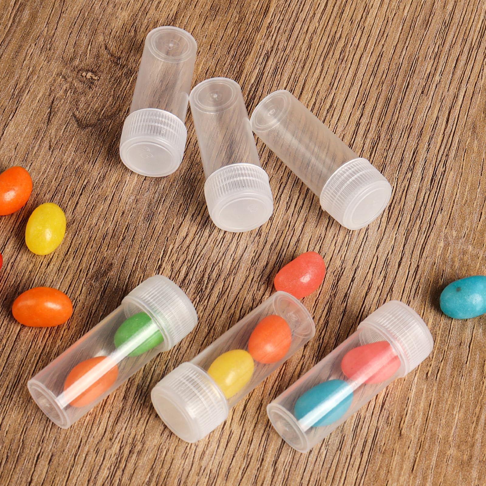 SBYURE 120 Pieces 5 ML Plastic Sample Bottles Vial Storage Mini Clear Storage Case with Lid Vial Storage Container Test Tube for Small Items