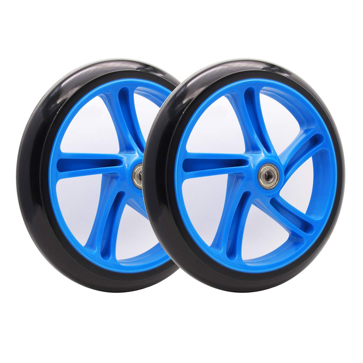 Z-FIRST 2PCS 200mm Adult Scooter Wheels with ABEC 9 Bearings for Razor and Adult Kick Scooters (Blue)