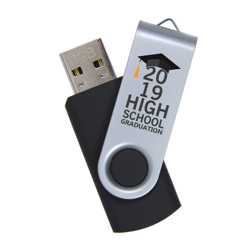 128MB Custom USB Flash Drives Personalized with Your Logo - for Promotional Use - Swivel - Black Body/Silver Clip - 50 Pack