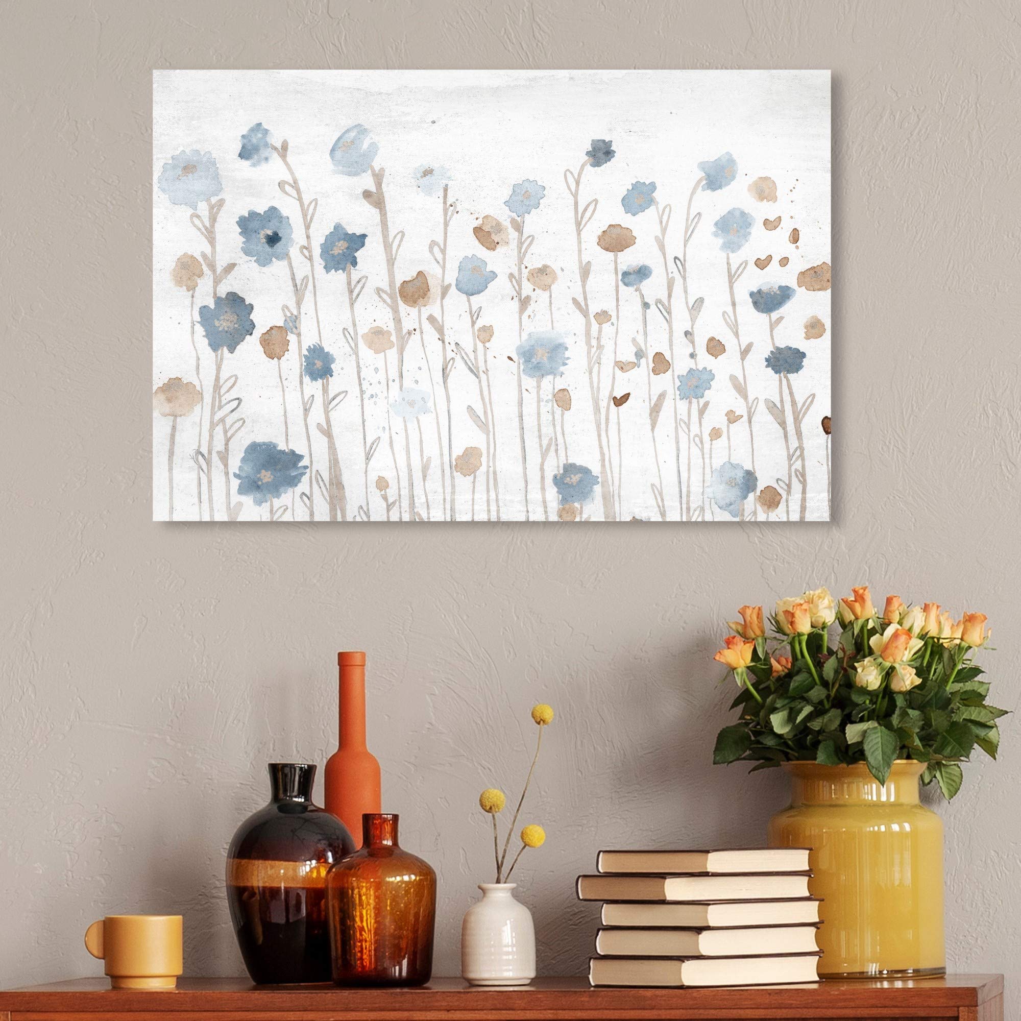 Wynwood Studio Beautiful Growth Light Blue Canvas Print Wall Art for Living Room, Bedroom, and Bathroom, 30" x 20", Gallery Wrapped