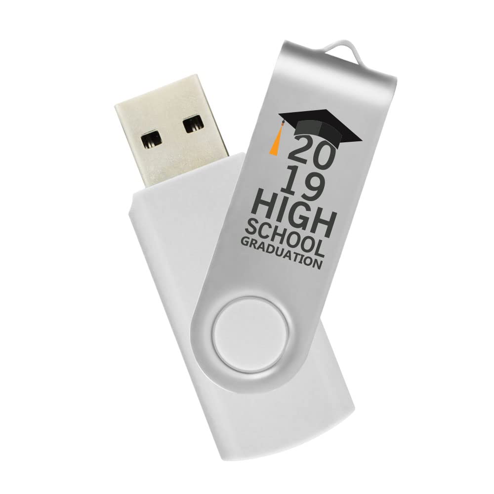 8GB Custom USB Flash Drives Personalized with Your Logo - for Promotional Use - Swivel - White Body/Silver Clip - 20 Pack