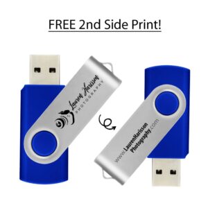 1GB Custom USB Flash Drives Personalized with Your Logo - for Promotional Use - Swivel - Blue Body/Silver Clip - 50 Pack