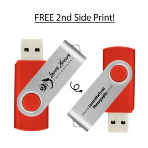 2GB Custom USB Flash Drives Personalized with Your Logo - for Promotional Use - Swivel - Red Body/Silver Clip - 50 Pack