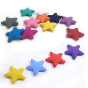 11pcs Mini Cute Silicone Five-Pointed Star Bead Animal Silicone Star Beads for DIY Beading Mom Nursing NecklacePendant Accessories (Mix Color)