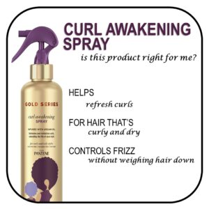 Pantene Gold Series Curl Awakening Spray, for Curly and Coily Hair, Infused with Argan Oil, 8.4 Fl Oz