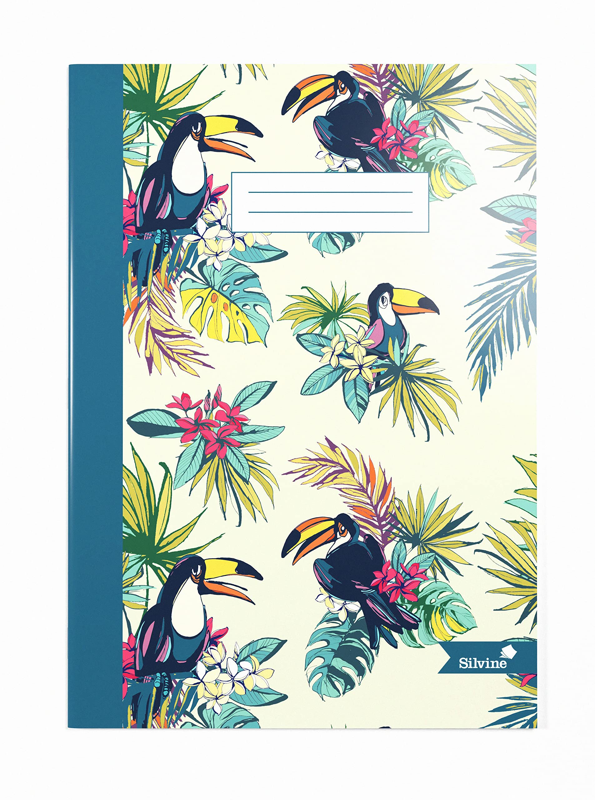 Silvine A4 Notebooks in 4 Assorted Marlene West Designs. 80 Pages, Lined with Margin. Ref NBA4SG [Pack of 12], Summer Garden