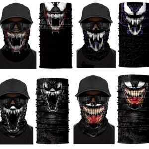 4PCS 3D Venom Face Scarf, Neck Gaiter, Headwear, Magic Scarf, Balaclava, Bandana, Headband for Women Men Teenager Fishing, Hunting, Yard Work, Motorcycling,Skiing,Hiking