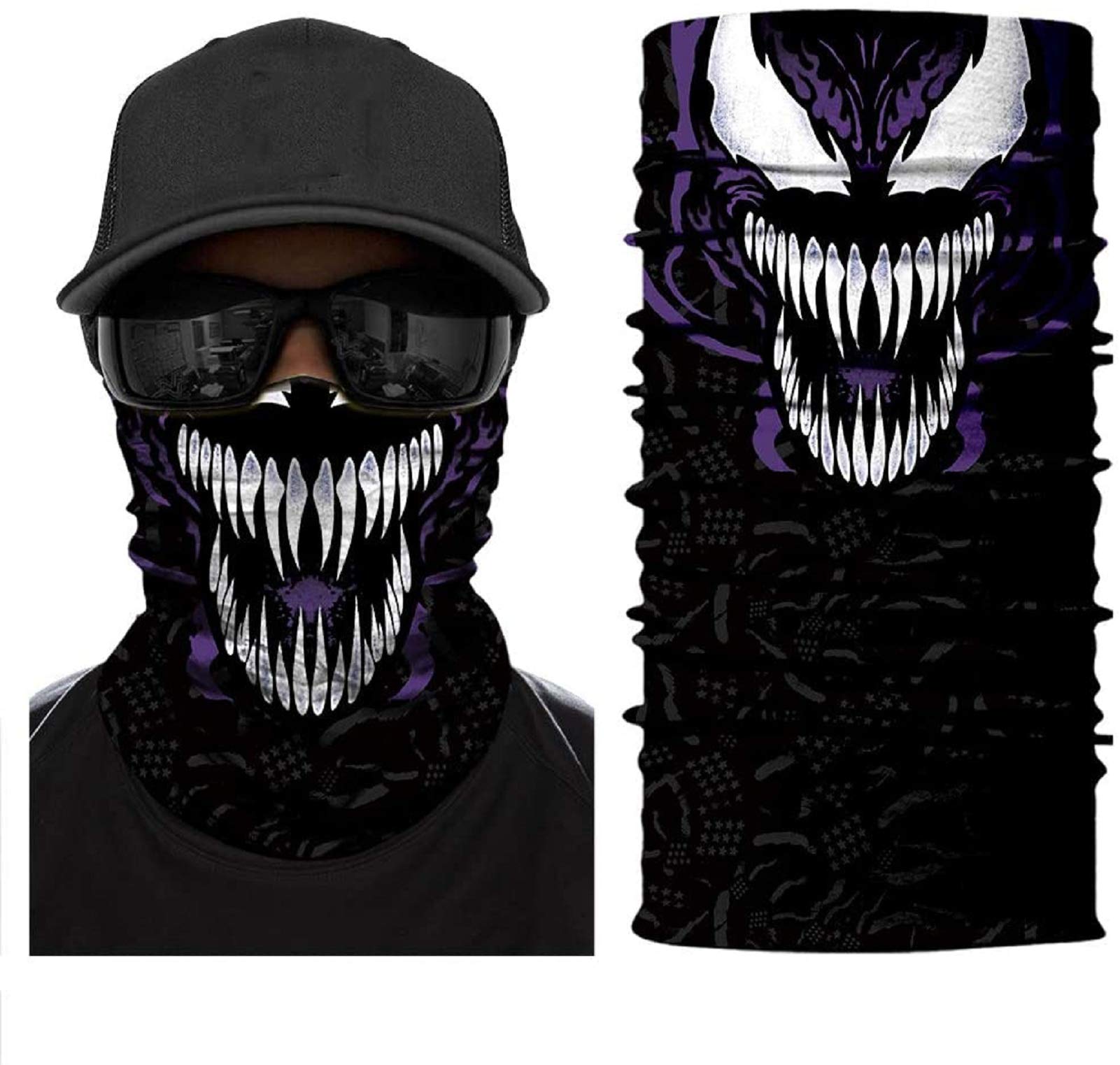 4PCS 3D Venom Face Scarf, Neck Gaiter, Headwear, Magic Scarf, Balaclava, Bandana, Headband for Women Men Teenager Fishing, Hunting, Yard Work, Motorcycling,Skiing,Hiking