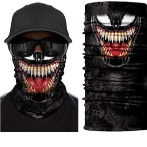 4PCS 3D Venom Face Scarf, Neck Gaiter, Headwear, Magic Scarf, Balaclava, Bandana, Headband for Women Men Teenager Fishing, Hunting, Yard Work, Motorcycling,Skiing,Hiking