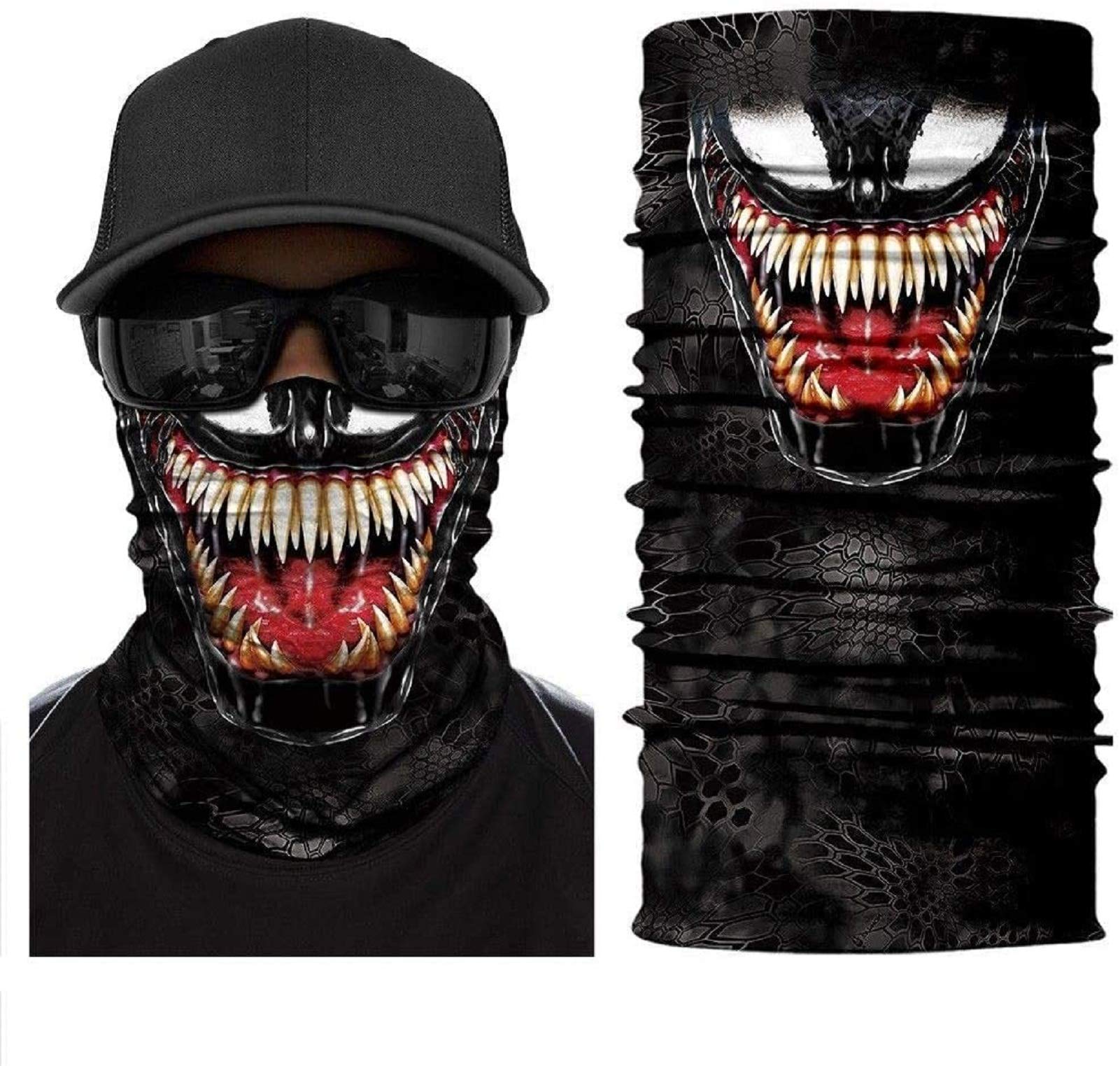 4PCS 3D Venom Face Scarf, Neck Gaiter, Headwear, Magic Scarf, Balaclava, Bandana, Headband for Women Men Teenager Fishing, Hunting, Yard Work, Motorcycling,Skiing,Hiking