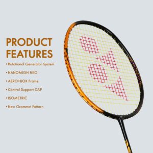 YONEX Smash Badminton Racquet (G4, 73 Grams, 28 lbs Tension) (Black Clear Orange)