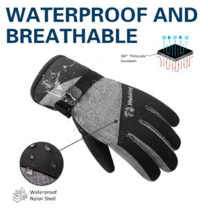 Walsking Kids Winter Snow&Ski Gloves-3M Thinsulate Waterproof Cold Weather Youth Gloves for Skiing,Snowboarding-Fits Boys and Girls