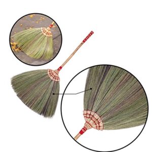 SN SKENNOVA - Asian Flower Grass Broom Witch Broom Bamboo Stick Handle Red or Green on Random