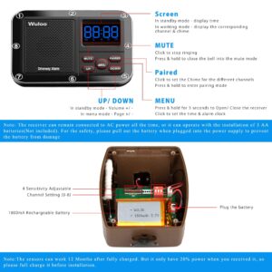 Solar Driveway Alarm Wireless Outside 1800ft Range, Outdoor Motion Sensor & Detector Driveway Alert System with Rechargeable Battery/Weatherproof/Mute Mode(1&3-Brown)