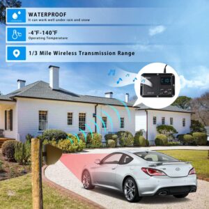 Solar Driveway Alarm Wireless Outside 1800ft Range, Outdoor Motion Sensor & Detector Driveway Alert System with Rechargeable Battery/Weatherproof/Mute Mode(1&3-Brown)