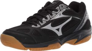 mizuno womens wave cyclone 2 volleyball shoe, black/silver, 6 us