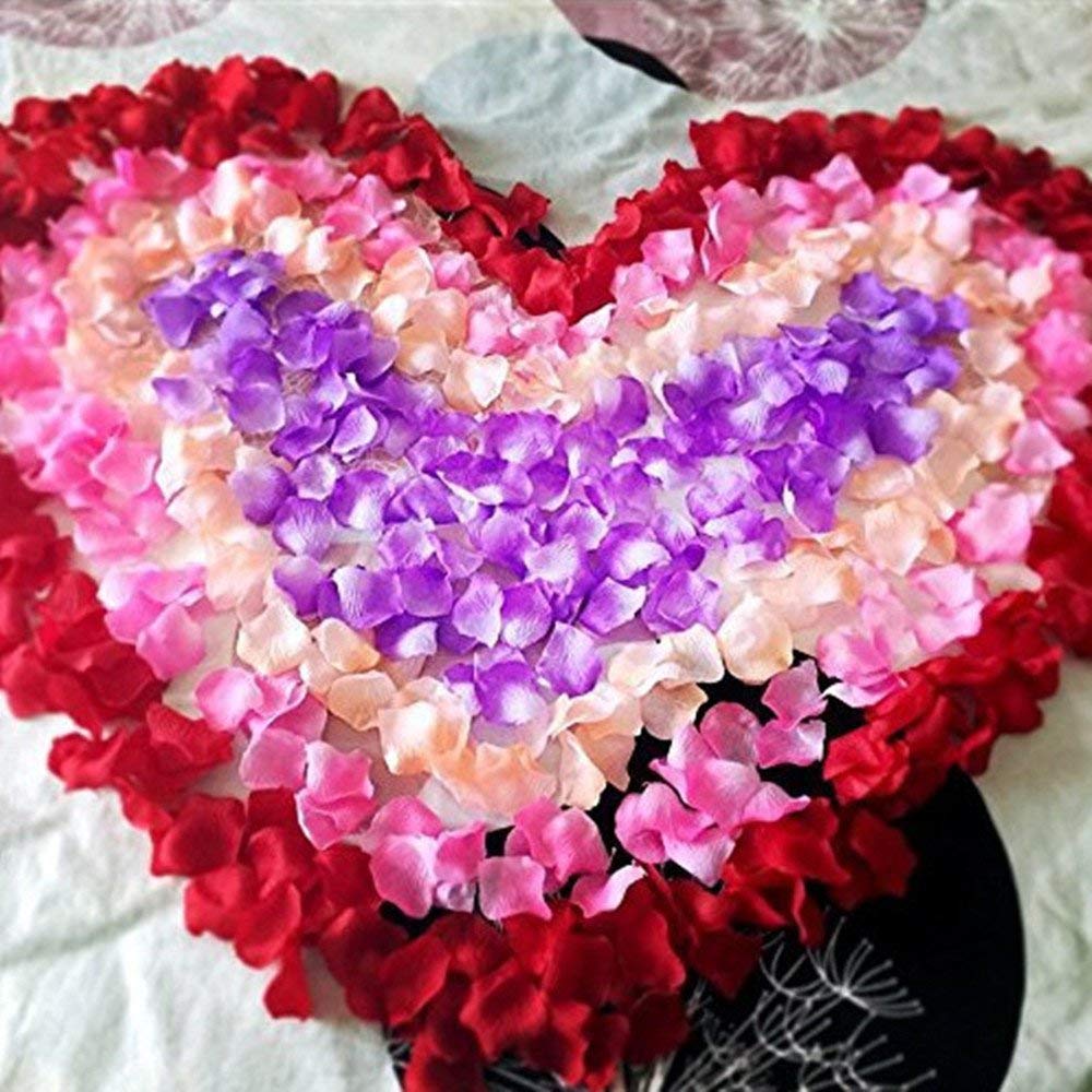 PASYOU 2000 Pcs Silk Petals, Artificial Rose Flower Petal Vase Home Decor Wedding Bridal Valentine's Day Decoration Garden Party Ceremony Wholesale - Purple White