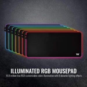 Thermaltake Level 20 RGB 16.8 Million RGB Color Software Enabled (TT RGB Plus/iTake/Alexa/Razer Chroma) Splash-Proof/Anti-Slip Rubber Base 900mm x 400mm Gaming Mouse Pad GMP-LVT-RGBSXS-01