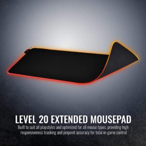 Thermaltake Level 20 RGB 16.8 Million RGB Color Software Enabled (TT RGB Plus/iTake/Alexa/Razer Chroma) Splash-Proof/Anti-Slip Rubber Base 900mm x 400mm Gaming Mouse Pad GMP-LVT-RGBSXS-01