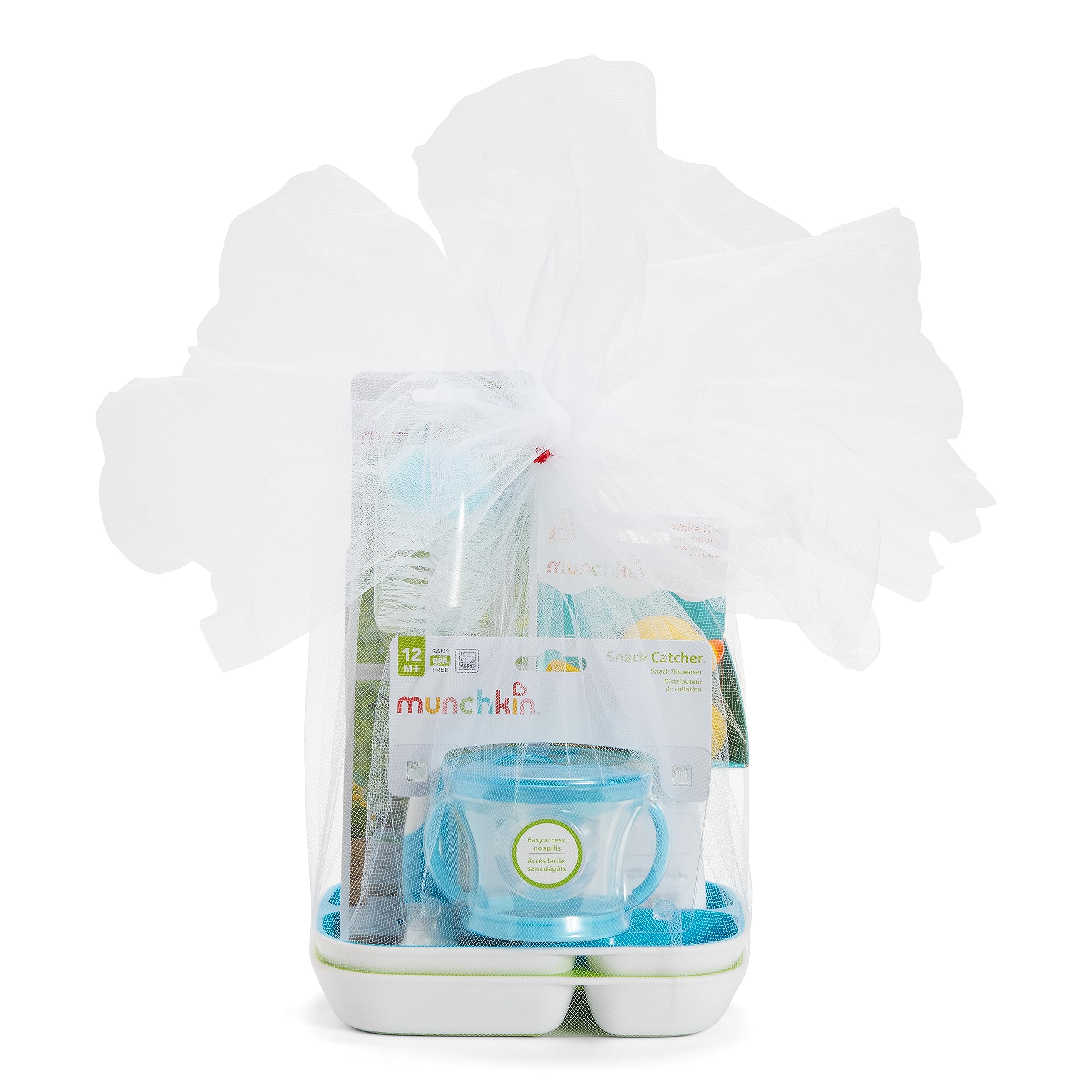 Munchkin® New Beginnings Baby Gift Set, Includes Feeding Utensils, Divided Plates, Bottle Brush, Bath Toy and Teether, Blue