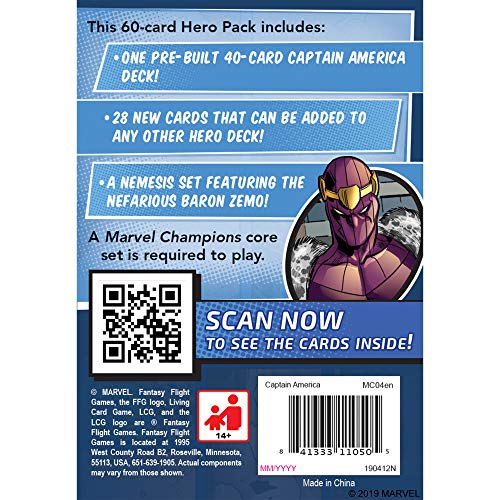 Marvel Champions The Card Game Captain America HERO PACK - Superhero Strategy Game, Cooperative Game for Kids and Adults, Ages 14+, 1-4 Players, 45-90 Minute Playtime, Made by Fantasy Flight Games