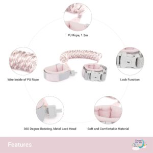 Dream On Me Anti-Lost Wrist Link with Lock & Key in Pink, Crib, 0.4 lbs