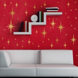 Star Wall Stickers Girls Room Wall Decals (116pcs) Sparkle Wall Sticker Stick and Peel Stars Stickers-6 Sizes