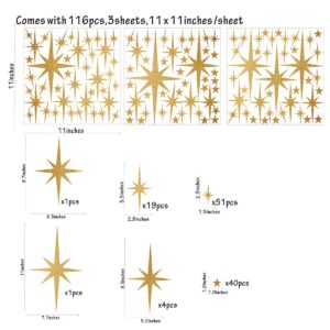 Star Wall Stickers Girls Room Wall Decals (116pcs) Sparkle Wall Sticker Stick and Peel Stars Stickers-6 Sizes