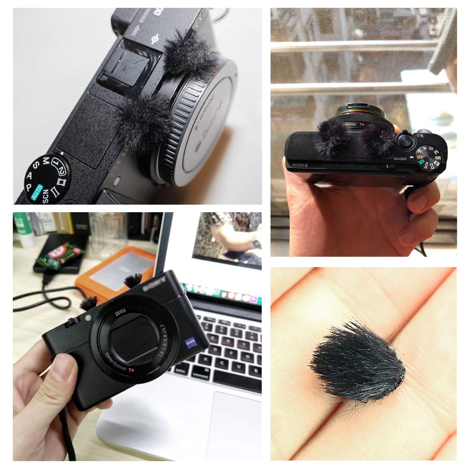 YOUSHARES Camera Mic Windscreen, 10 PCS Fur Wind Muff Wind Cover for Sony RX1 RX10 RX100 Digital Compact Cameras Built-in Microphone Outdoor Wind Filter