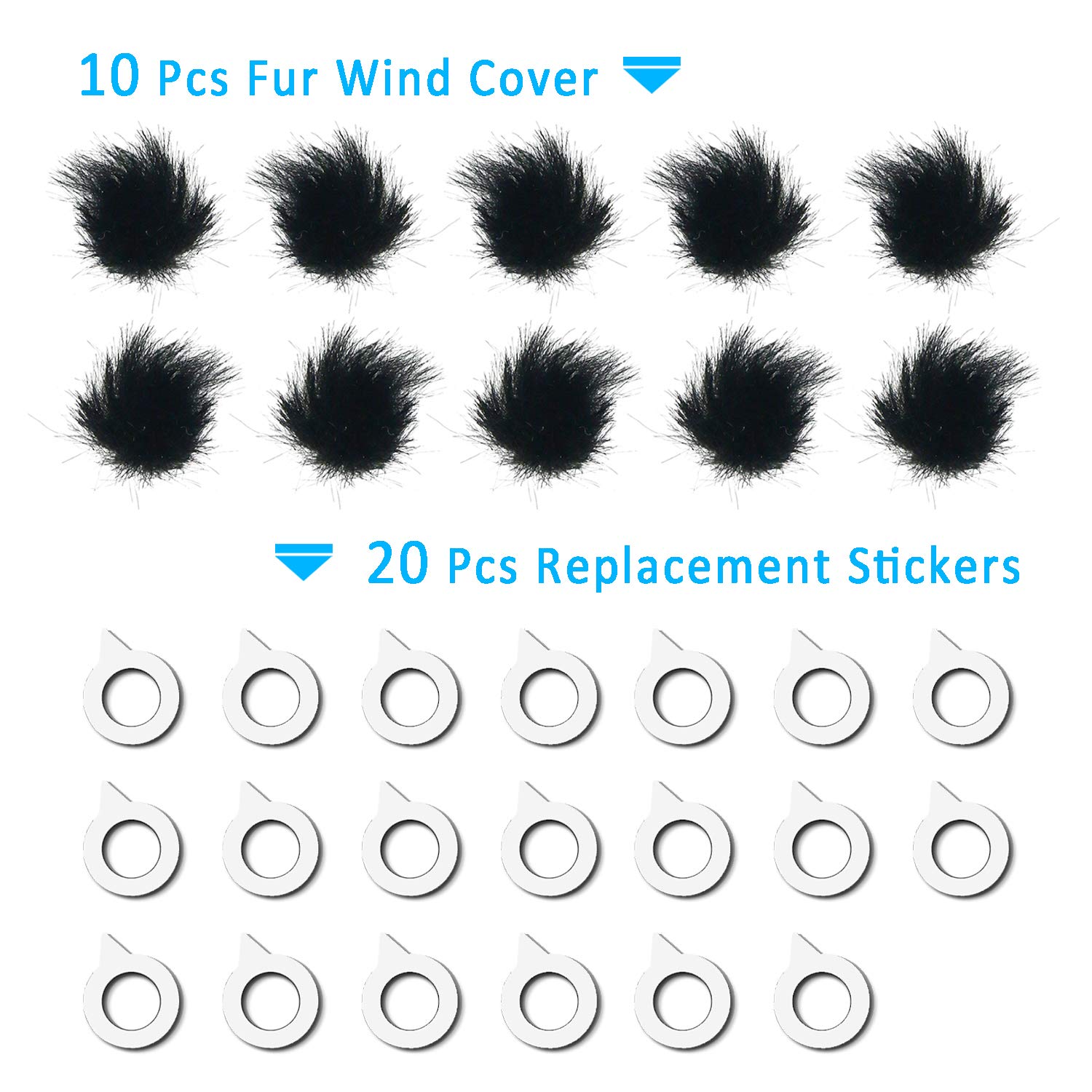 YOUSHARES Camera Mic Windscreen, 10 PCS Fur Wind Muff Wind Cover for Sony RX1 RX10 RX100 Digital Compact Cameras Built-in Microphone Outdoor Wind Filter