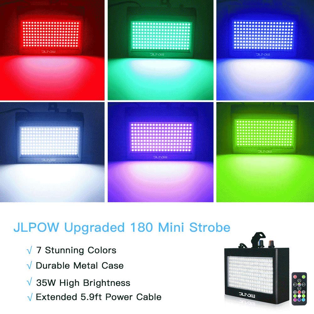 Strobe Light, JLPOW Ultra Bright RGB LED Strobe Lights (Metal Case), Sound Activated and Remote Control, Speed Adjustable Mini Flash Stage Lighting, Best for DJ Christmas Party Bar Show Disco Dance