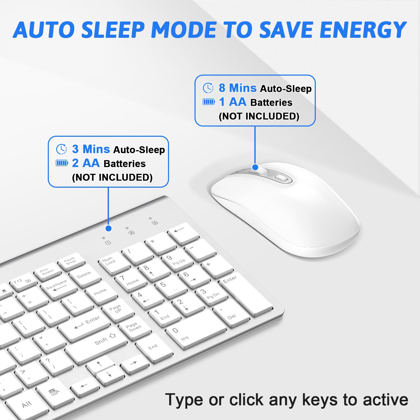 cimetech Wireless Keyboard and Mouse Combo, Compact Full Size Wireless Keyboard and Mouse Set 2.4G Ultra-Thin Sleek Design for Windows, Computer, Desktop, PC, Notebook, Laptop - Silver