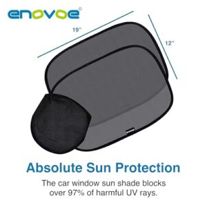 Enovoe Car Window Shade for Baby - (2 Pack) - Medium - 19" x 12" - Cling Car Sun Shade for Windows - Sun, Glare and UV Rays Protection for Your Child - Car Window Shades for Side Window