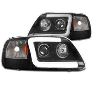 zmautoparts led black projector headlights headlamps for 1997-2003 ford f-150/1997-2002 expedition