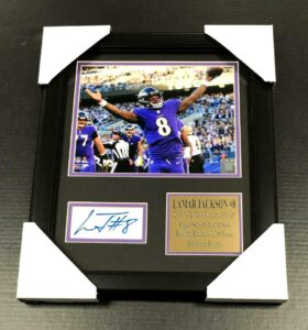 lamar jackson baltimore ravens facsimile autographed reprint framed 8x10 photo