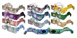 zymise holidayeyes(r) christmas 3d glasses christmas glasses 11 pair variety pack - see santa, snowman, reindeer, candy canes, elves, etc, and 1 christmas/new years fireworks glasses - all folded