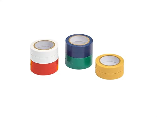 Amazon Basics Electrical Tape, 1/2-inch by 6.66 yard, Multi-Color, 10-Pack, Great for General Home&DIY, Automotive, Electrical, Labeling and Craft Project